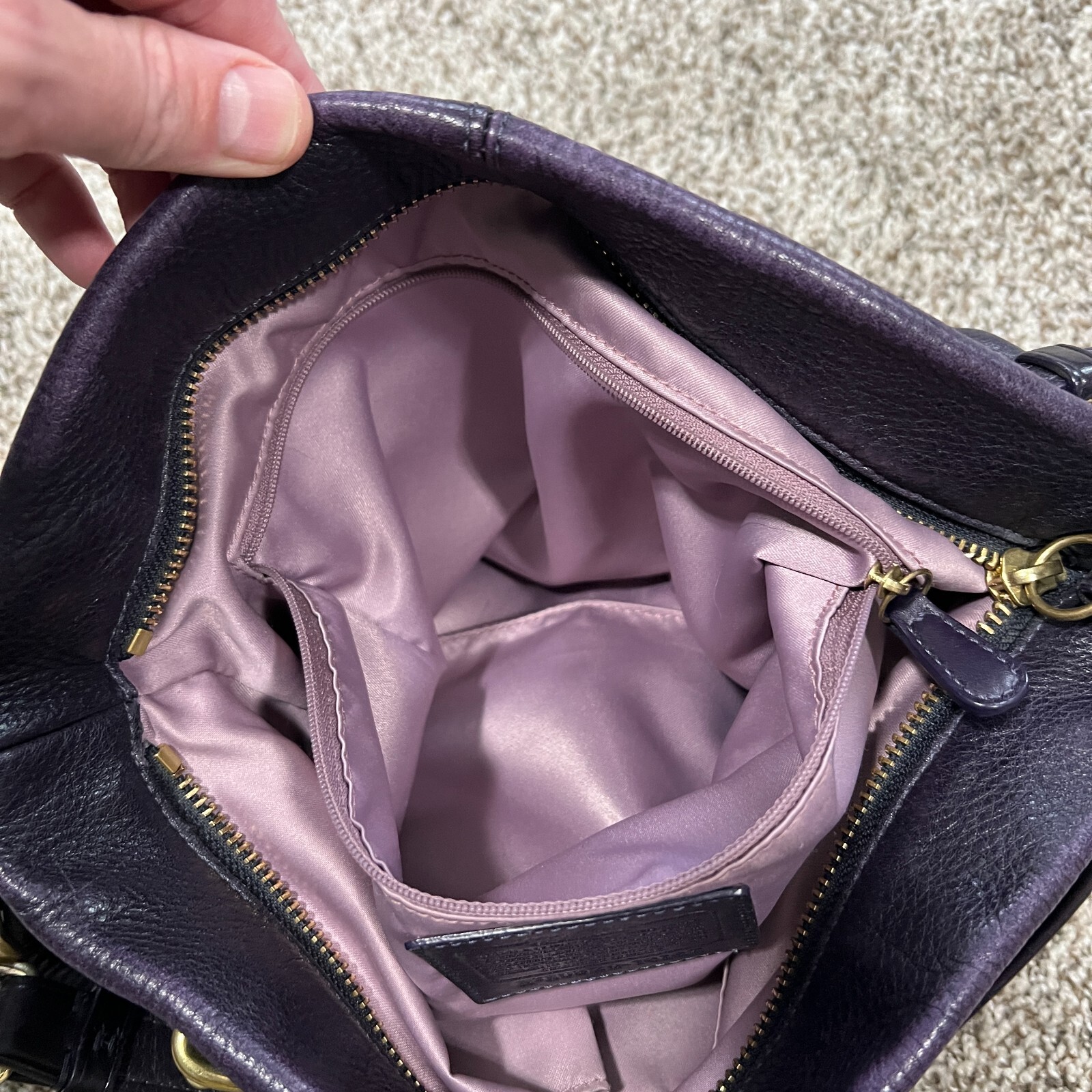 COACH Purple EGGPLANT Brooke Leather Shoulder Bag Hobo E0920-14142 Gold ...