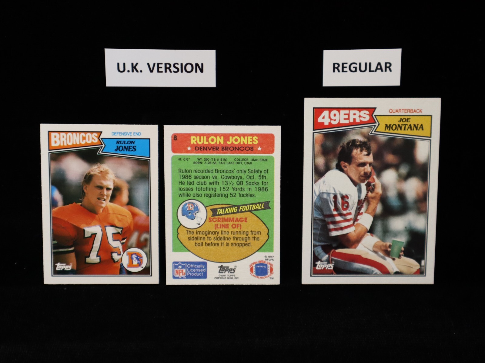 1987 Rulon Jones Denver Broncos U.K. Topps Mini #8 "A" | eBay