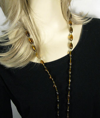 Necklace String Strand Brown Tortoiseshell Color Size 51 In Gold Tone ...