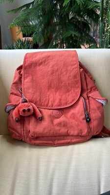 Kipling City Pack Ravier Medium Nylon Backpack With Monkey Keychain Red ...