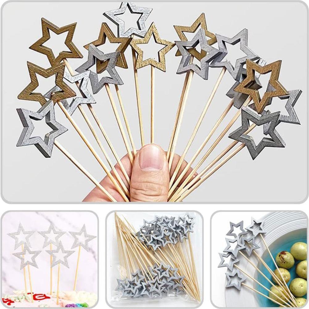 50/100x Creative Star Shape Stick Bamboo Skewer Disposable AU Stick ...