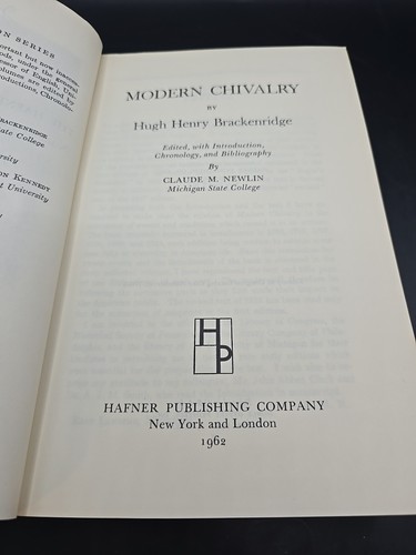 Modern Chivalry By Hugh Henry Brackenridge, Hefner Publishing, Inc 1966 ...