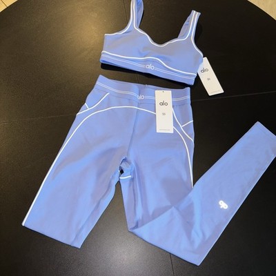 Alo Set Yoga Seashell Blue Activewear Size XS Sport Bra Leggings | eBay
