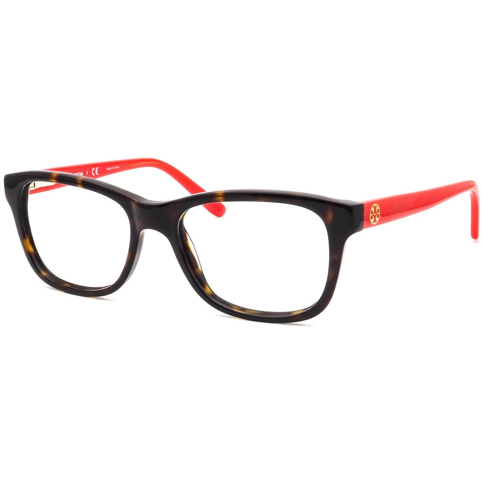 Tory Burch Eyeglasses TY 2038 1213 Dark Havana/Coral Red Square Frame ...