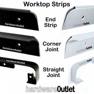 Kitchen WORKTOP EDGING STRIP JOINT End Corner Straight Black Silver 30 ...