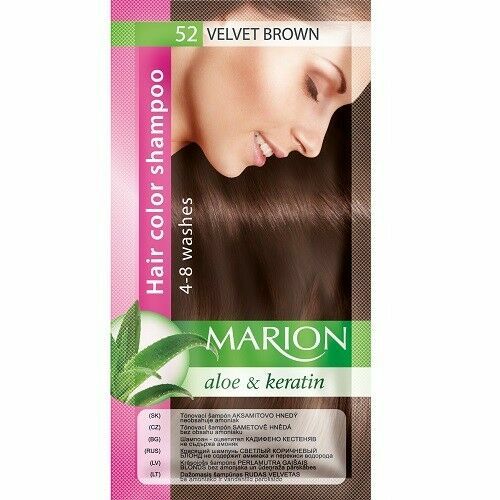 Marion Hair Color Lasting 4-8 Washes Shampoo Sachet - 52 Velvet Brown ...