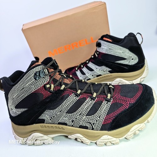 Merrell US 14 Men's Black/Beige/Tan/Red Vibram Sole Rugged Stitch Moab ...