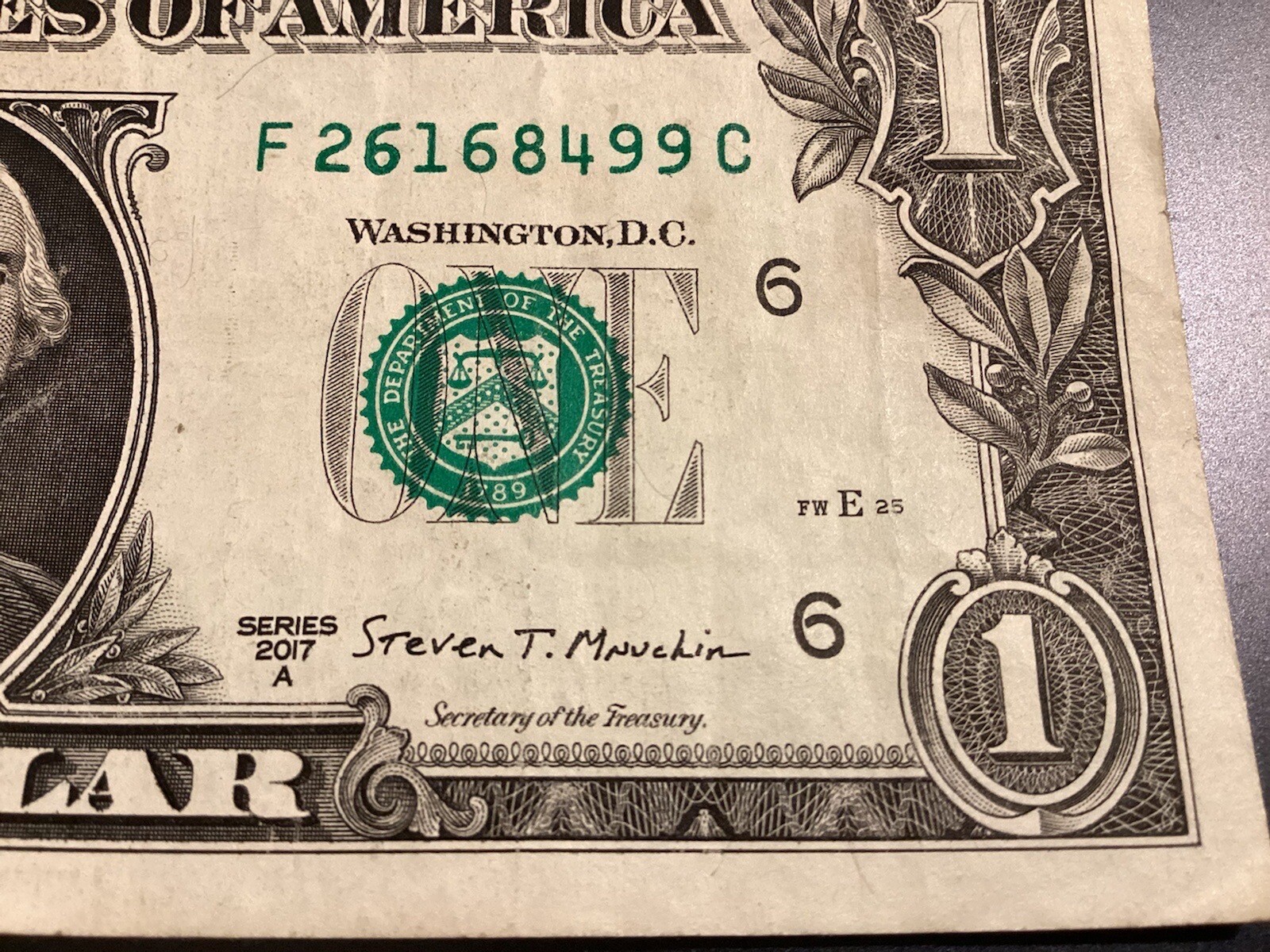 Error Heavy Over Ink Strike $1 Note us Currency One Dollar Bill BD 8/4 ...