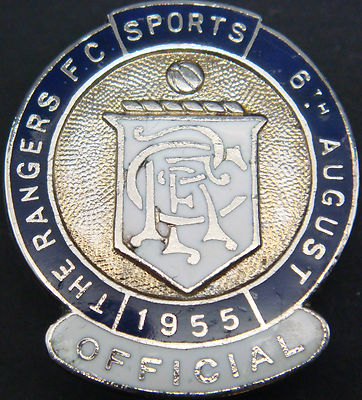 RANGERS FC Very rare OFFICIAL SPORTS CLUB Badge 06-08-1955 Maker ...