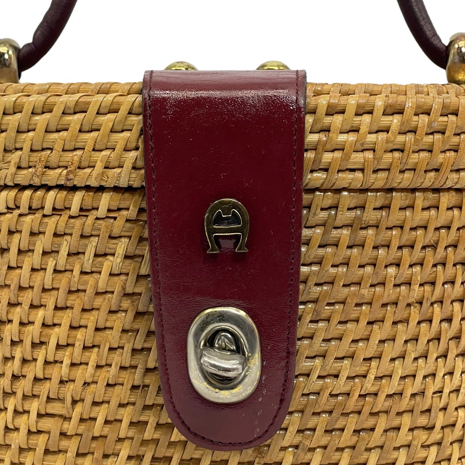 Vintage 60s 70s ETIENNE AIGNER Woven Wicker Leather Box Bag Handbag ...