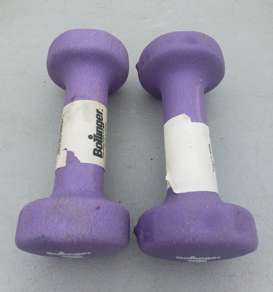 Bollinger Rubber Coated pair 3lb Pound Dumbbells Weights 6 Lbs total | eBay