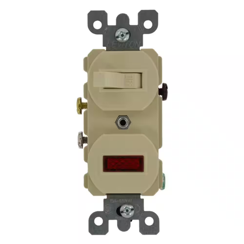 20 Amp Commercial Grade Combination Single Pole Toggle Switch and Neon ...