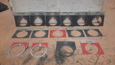 LOT OF 15 PUSH BUTTON/SWITCH/PILOT LIGHT LEGEND PLATES (1.19” ID) P119A ...