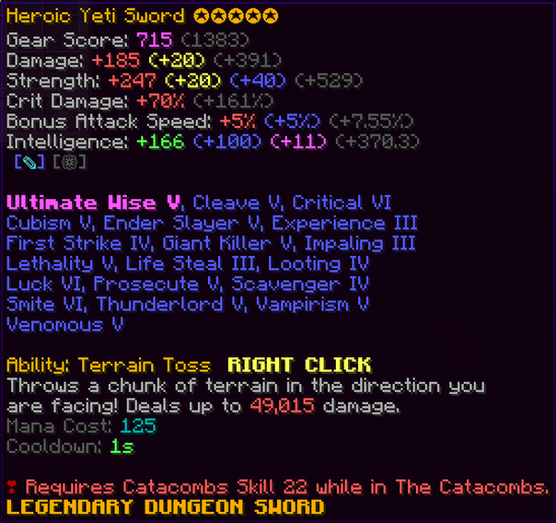 Hypixel Skyblock Yeti Sword MAXED 5 Star Legendary | eBay