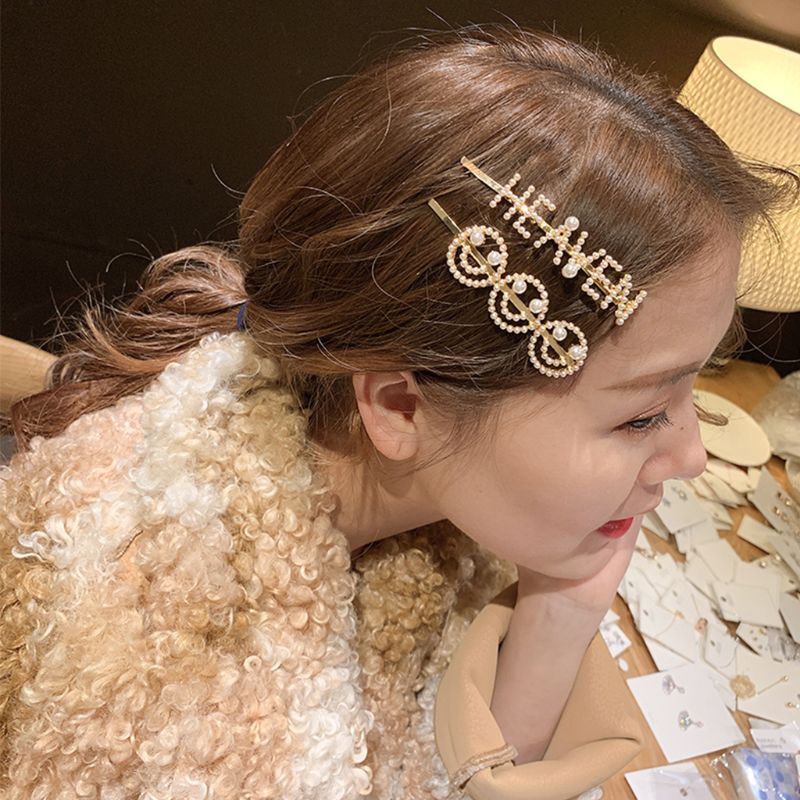 Minimalist Simple Metallic One Word Hair Clips Women Letters Smile Face ...