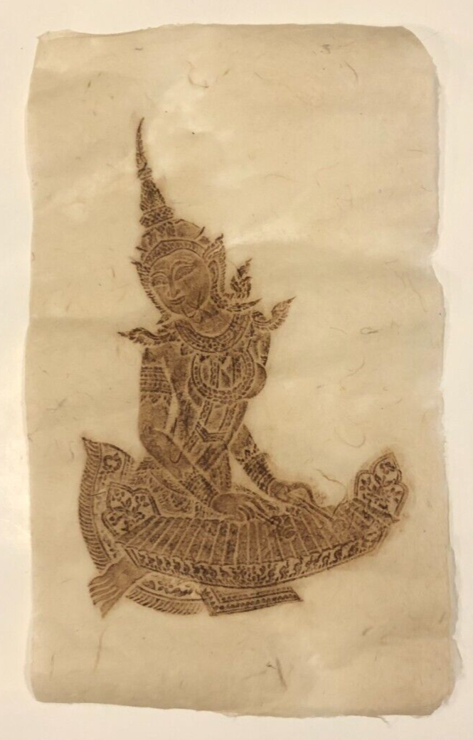 Vintage Original Thai Temple Rubbing of Musician on Rice Paper | eBay