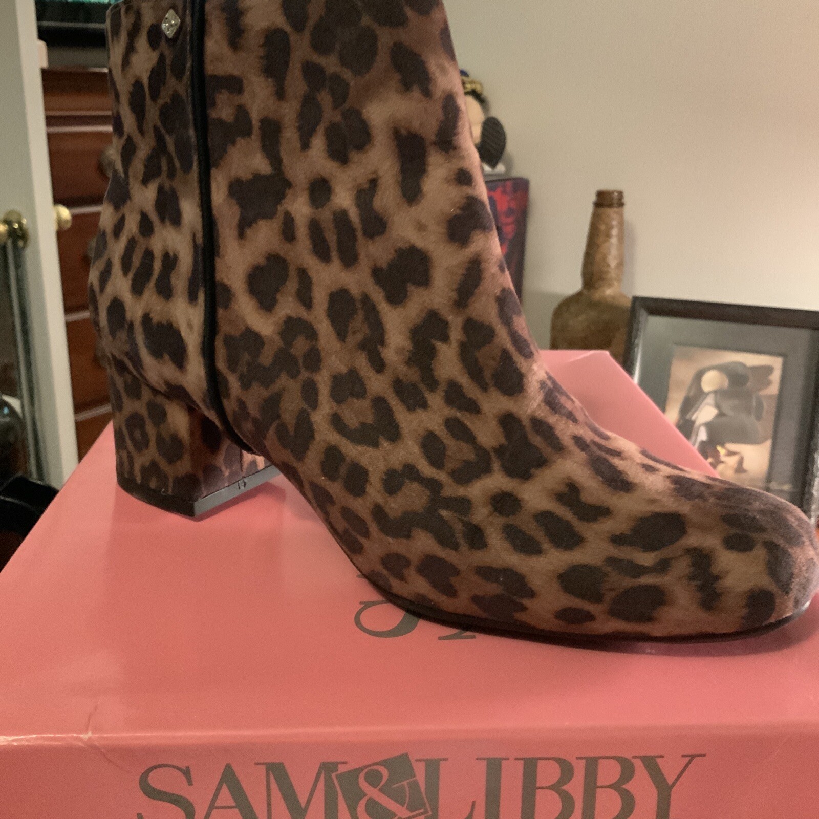 Sam & Libby Eliza Leopard Print Ankle Booties sz 6.5 … - Gem