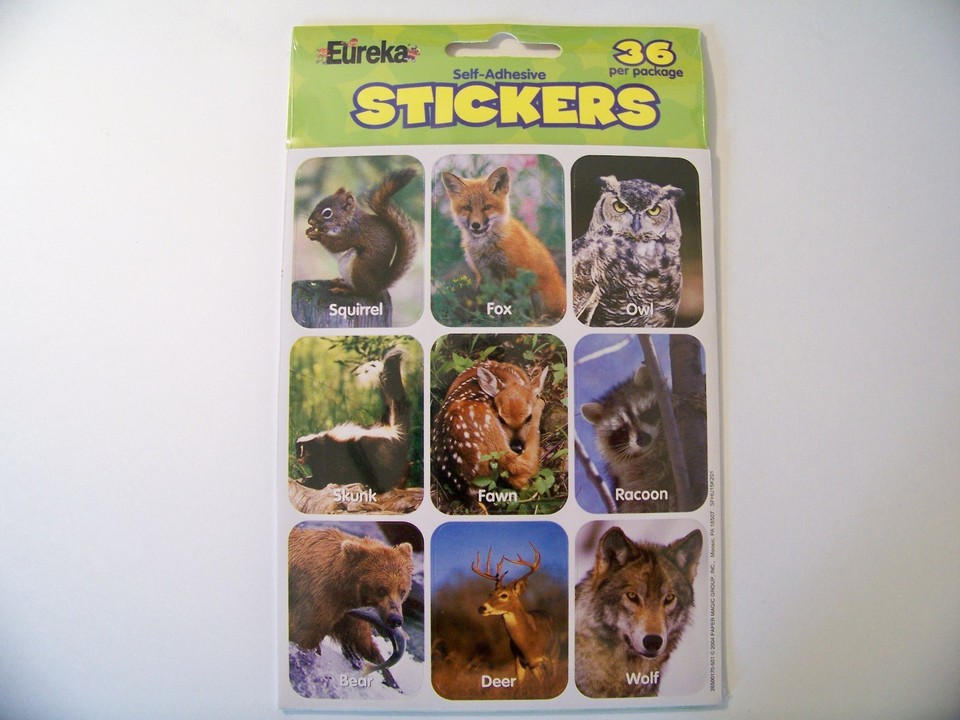 Eureka Wild Animal Stickers 36 Pack Scrapbooking Educational Wildlife ...