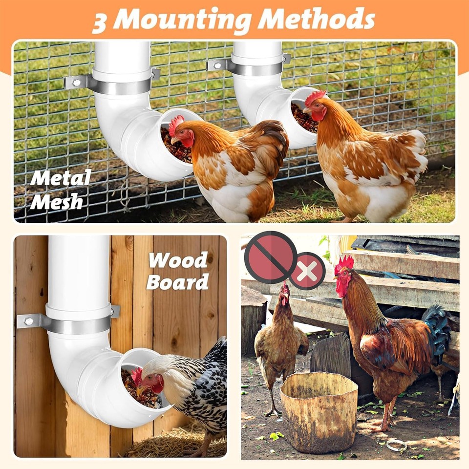 PVC Pipe Chicken Coop Feeder, Rat-Proof with Lid, Poultry Feeder (1 ...
