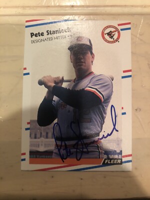 Pete Stanicek Baltimore Orioles Autographed 1988 Fleer Baseball Card ...