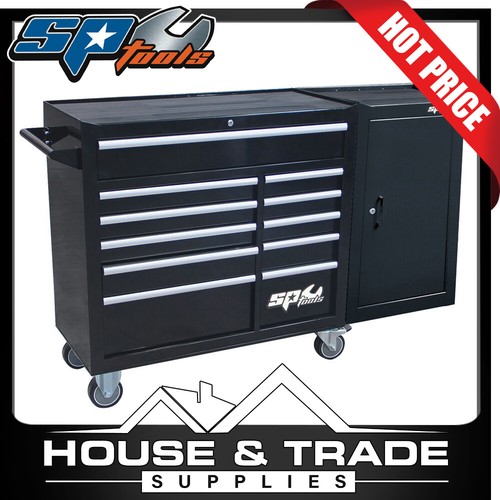SP Tools Roller Cabinet 11 Drawer Custom Black w/ Bonus Side Cabinet ...