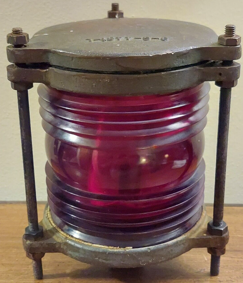 Vtg Bronze Nautical Salvage Channel Marker Lantern Maritime Red Signal ...
