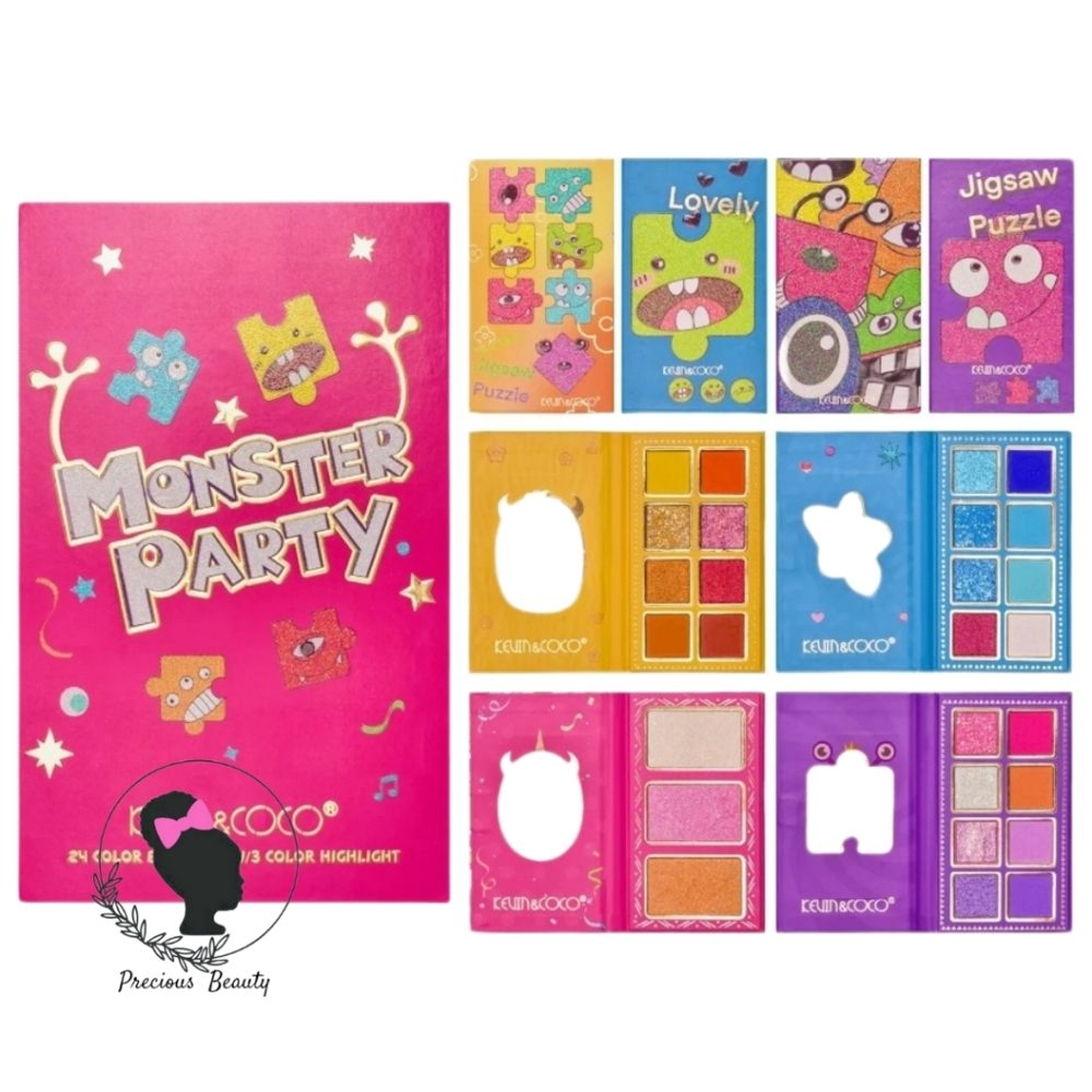 KEVIN AND COCO MONSTER PARTY PALETTE 24 EYESHADOWS/3 COLOR HIGHLIGHTER ...