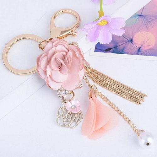 Flower Rose Chain Crystal Charm Key Pendant Tassel Bag Jewelry Bow ...