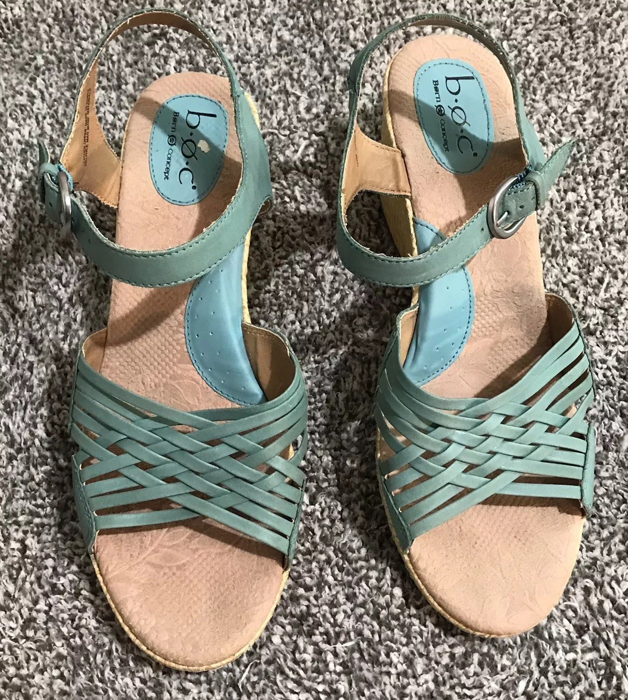 BOC Born Concept Platform Y2K Green Leather Sandals O… - Gem