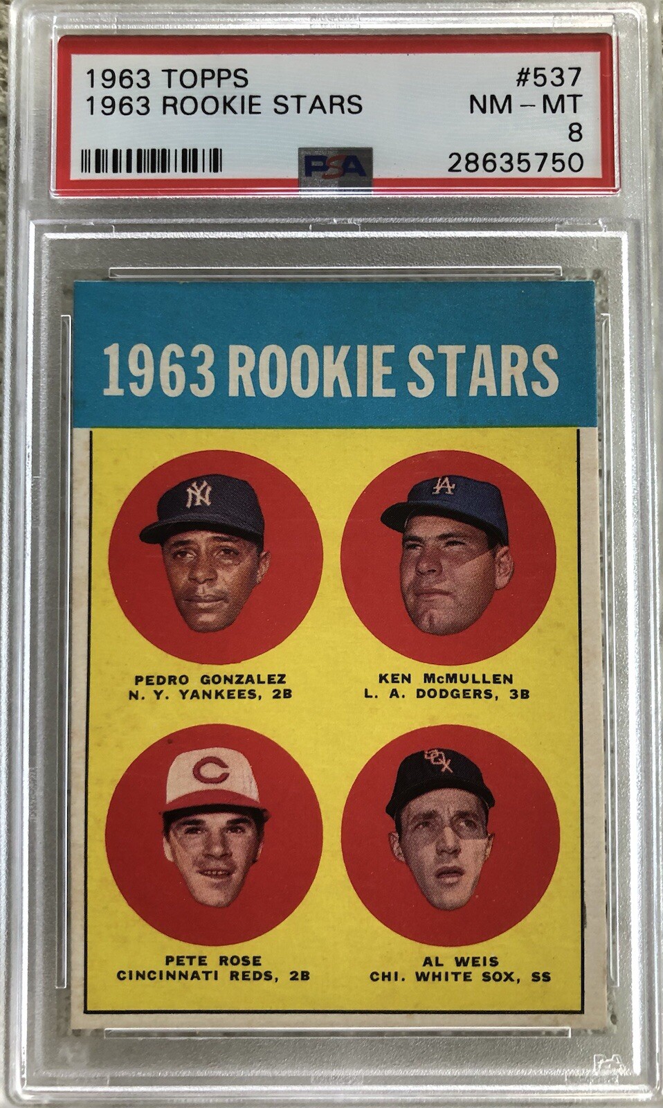1963 Topps Pete Rose Rookie Stars Baseball Card #537 PSA 8 High-End ...