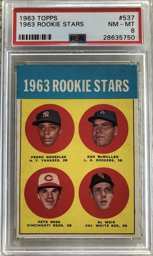 1963 Topps Pete Rose Rookie Stars Baseball Card #537 PSA 8 High-End ...