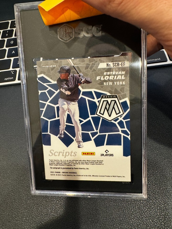 2021 Panini MLB Mosaic SCR-EF Prizm Estevan Florial Scripts Auto SGC 9. ...