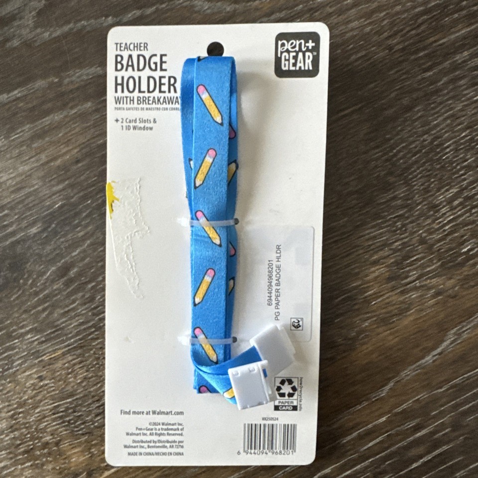 New Teacher Notebook Paper Badge ID Holder Pen+Gear | eBay