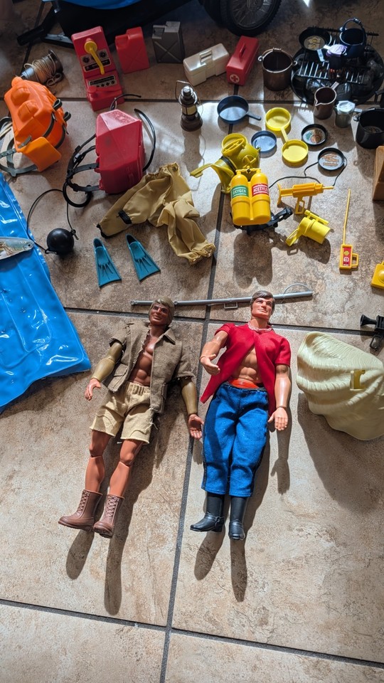 VTG Mattel Big 70s action figure Doll lot Truck Tent Boat Motorcycle ...