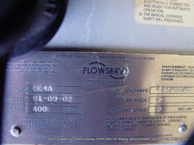 USED Flowserve CE4A Automax CENTURA CE Rotary Valve Actuator Durco FREE ...