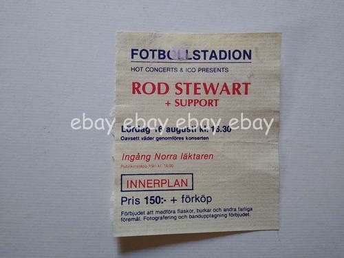 rod stewart Ticket Stub Fotbollsstadion Stockholm Sweden August 16 1986 ...