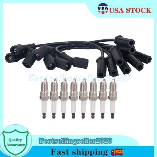 8Pcs 41-110 Spark Plug & 9748UU Wire Set Fit For Chevrolet GMC 4.8L 5 ...