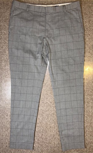 H & M Men's Pants Flat Front Pockets Slim Fit Window Pane 38R Grey | eBay