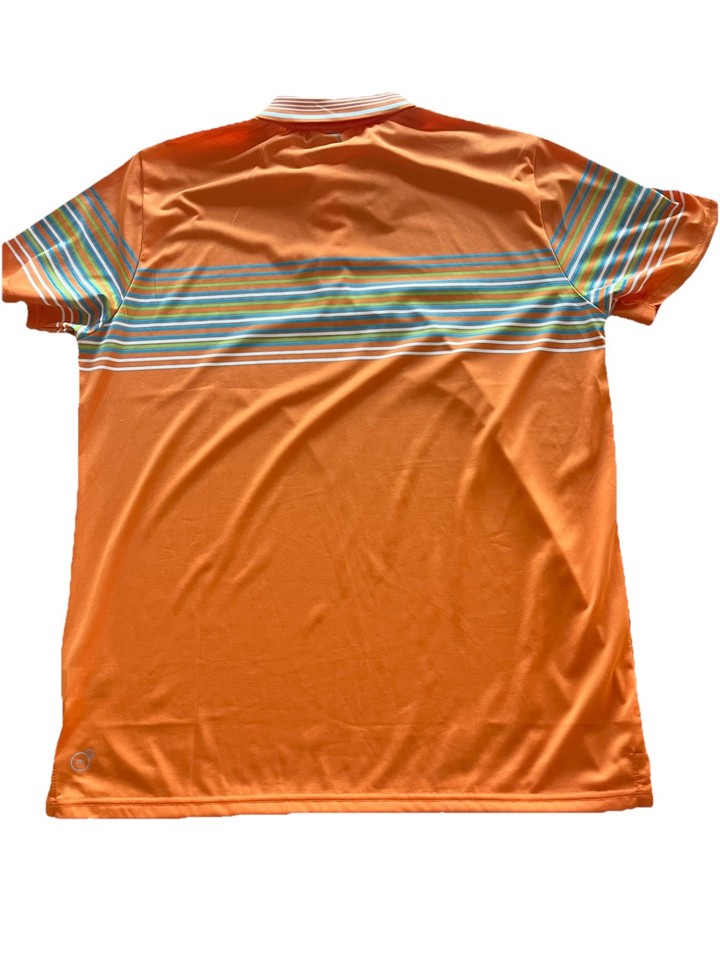 Puma Golf Orange White Stripe Polo Mens Sz Large Short Sleeve Shirt NWT ...