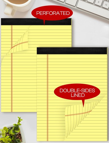 8 Pack Yellow Legal Pads 8.5 x 11 Wide Ruled Note Pads 8.5 x 11 Lined ...
