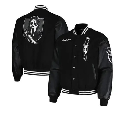 Ghostface Scream Horror Varsity Jacket Wool Leather Baseball Jacket ...