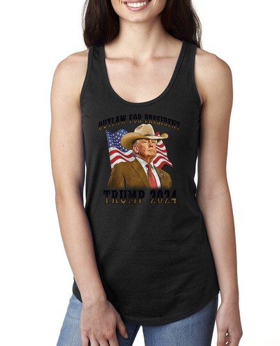 Outlaw for President Trump Cowboy Western Patriotic Ladies Racerback ...