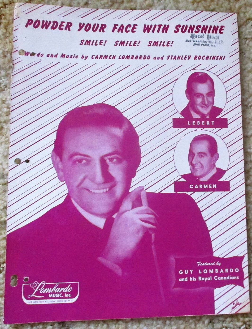 Powder Your Face With Sunshine Guy Lombardo Sheet Music 1948 #3 | eBay