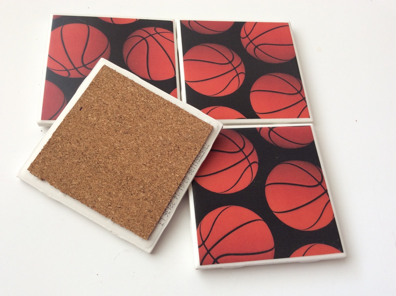 Handmade Basketball Pattern Ceramic Tile Coasters - Set of 4 | eBay