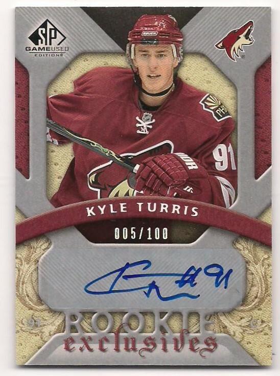 Kyle Turris 08-09 UD SP Game Used Authentic Rookie Exclusives Autograph ...
