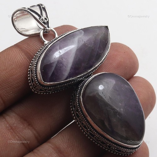 Amethyst Lace Gemstone Jewelry Silver Plated Gift For Bridesmaid Pendant 2.8" | eBay