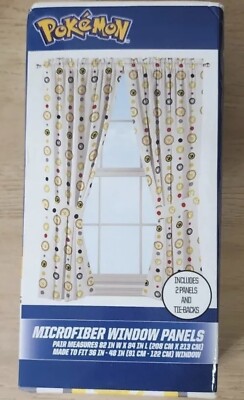 Kids Pokemon Window Curtain Panels, Includes 2 Panels & Tie Backs-82 in ...