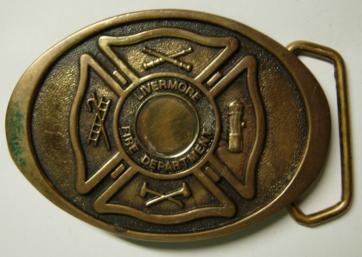 70s 80s Livermore California Brass Belt Buckle - Los … - Gem