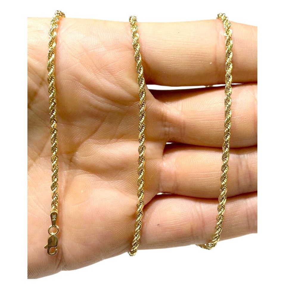 BRAND NEW 14K Yellow Gold 1.5-5mm Italy Rope Chain Twist Link Necklace ...