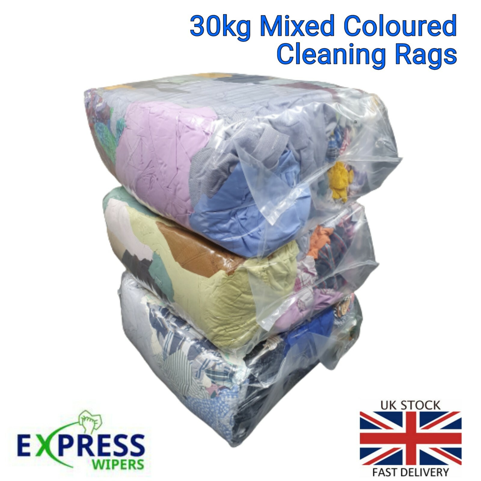 3 x 10kg General Mixed Coloured Garage Rags Cotton Wipers Cleaning ...